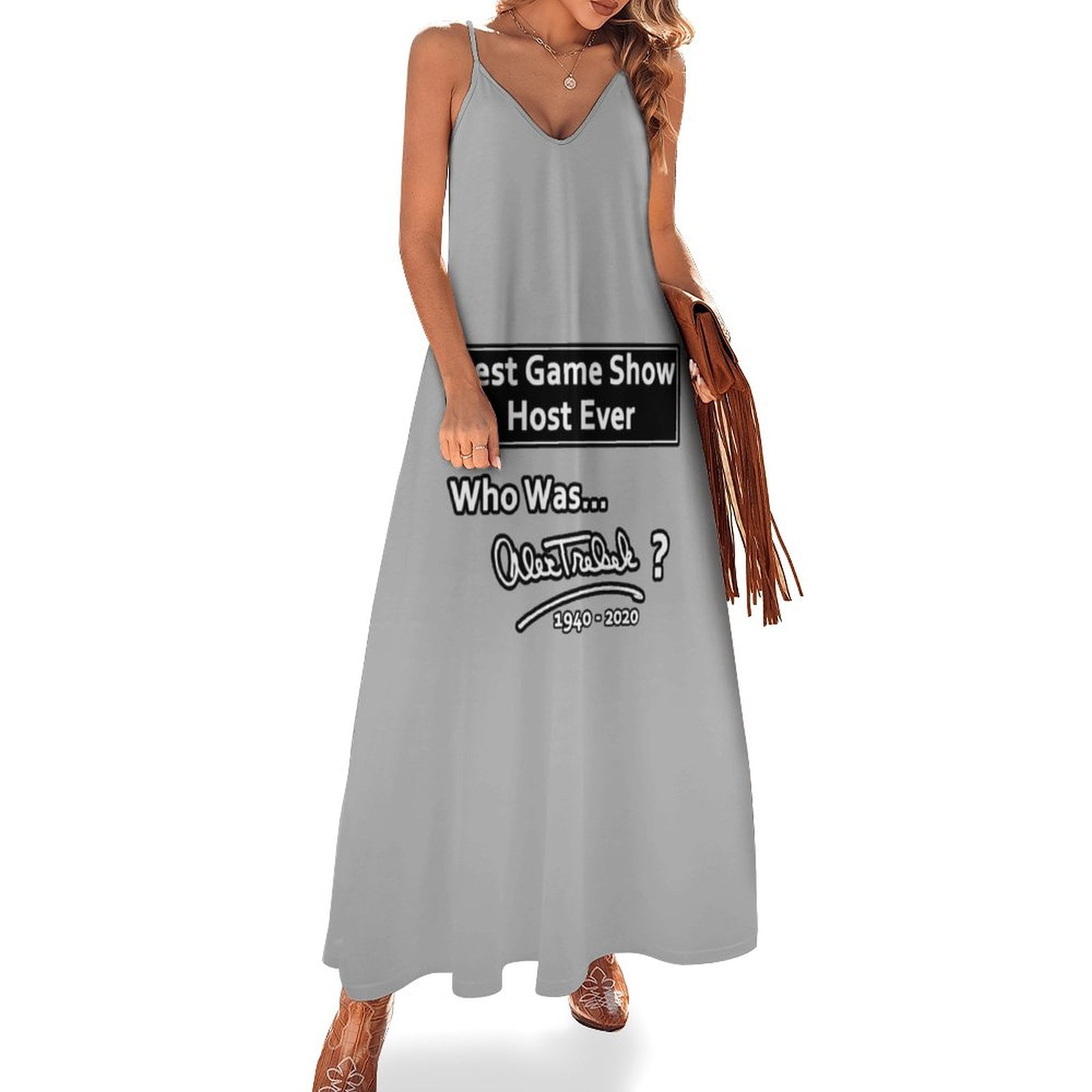 New The Best Game Show Host Ever - Who Was Alex Trebec Sleeveless Dress ...