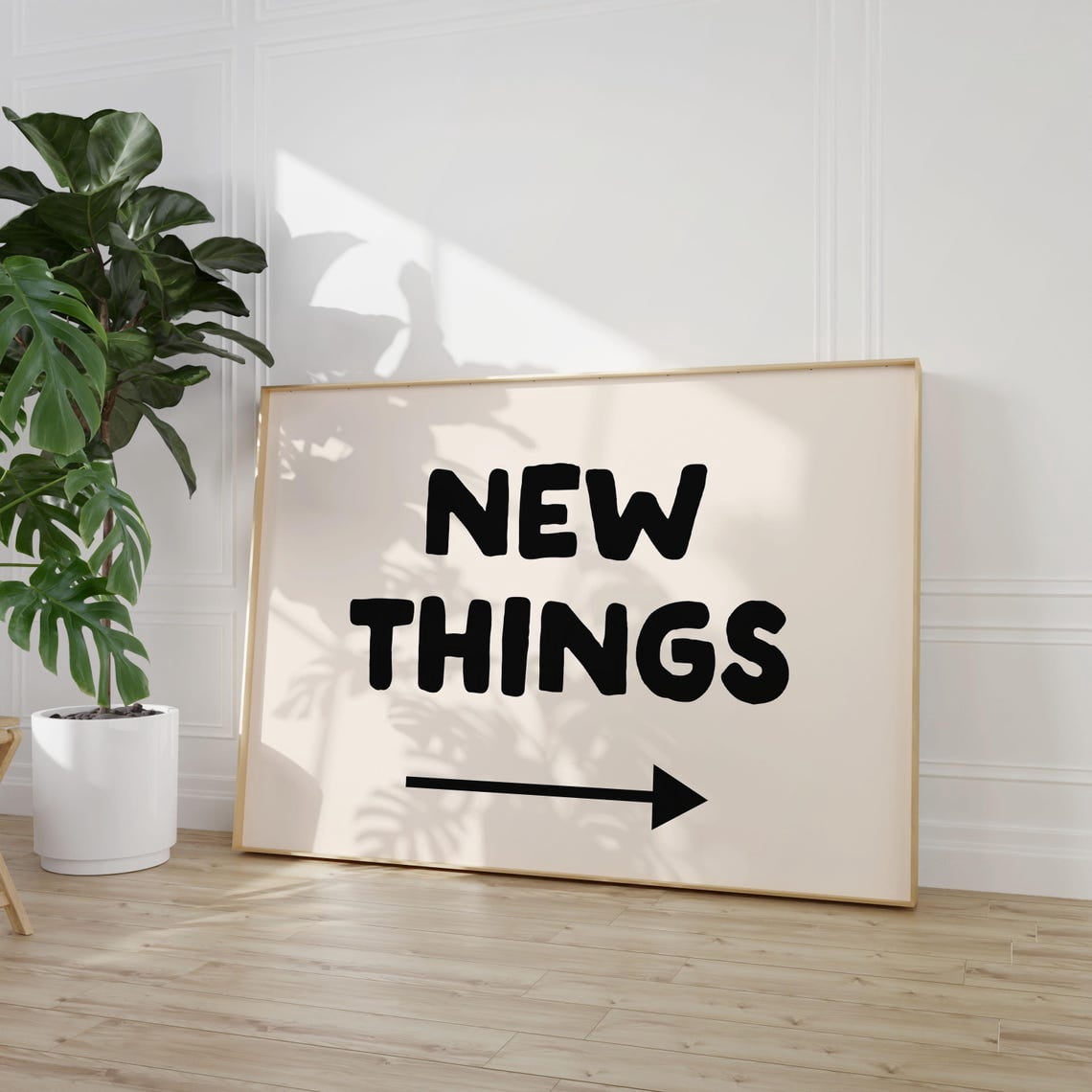 New Things This Way Art Poster, Neutral Black Wall Art, Daily Reminders ...