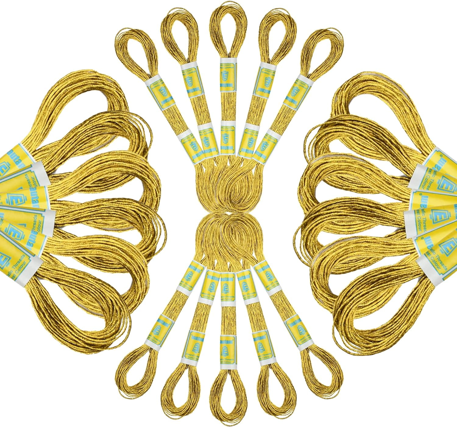 New ThreadNanny 24 Gold Skeins 100% Cotton Metallic Thread for Hand ...