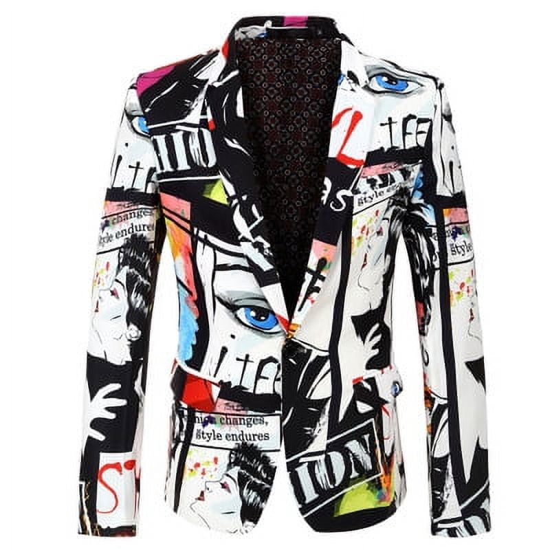 New Tide Mens Fashion Print Blazer Design New Size Hip Hot Casual Male ...