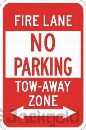 New Tin Sign Fire Lane No Parking Tow-Away Zone 1sign Red On White ...