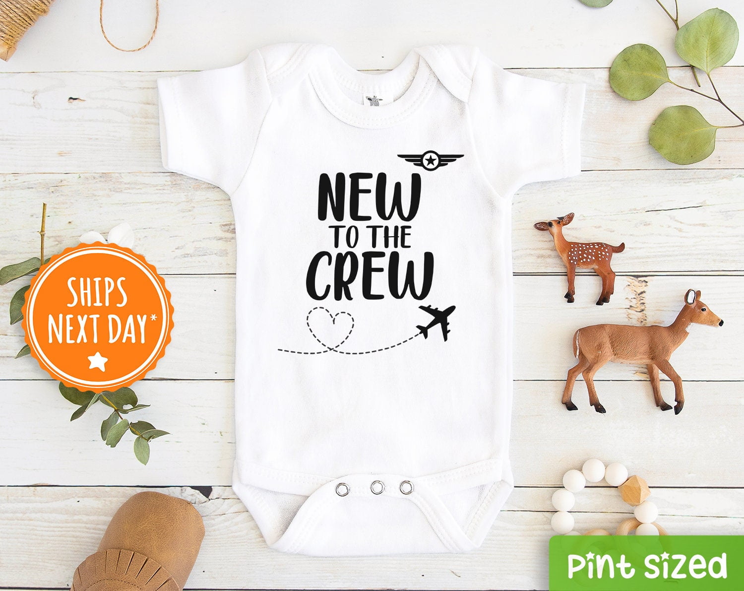 New To The Crew Baby Onesie, Cute Co-Pilot Bodysuit, Airplane Baby Onesie, Birth Announcement ...