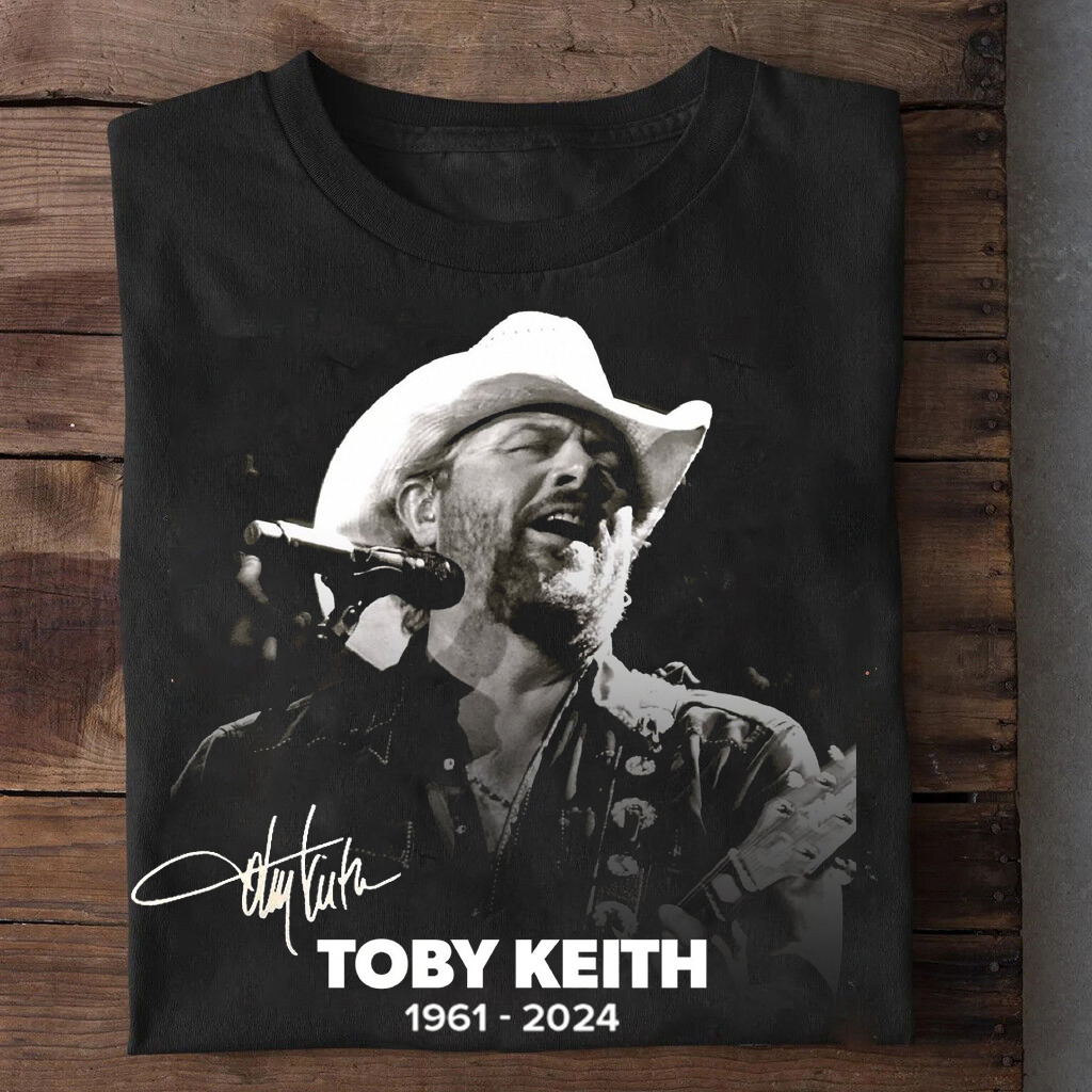 New Toby Keith 1961-2024 Signature Classic Black All Size Shirt ...