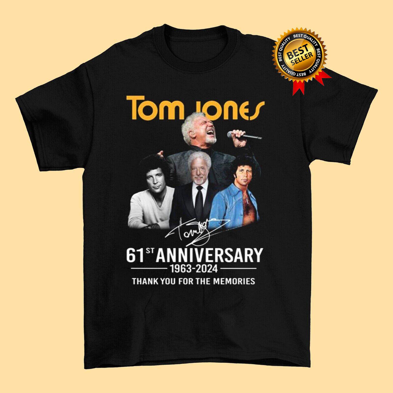 New Tom Jones 61st Anniversary 1963-2024 Thank You Memories Cotton Shirt - Walmart.com