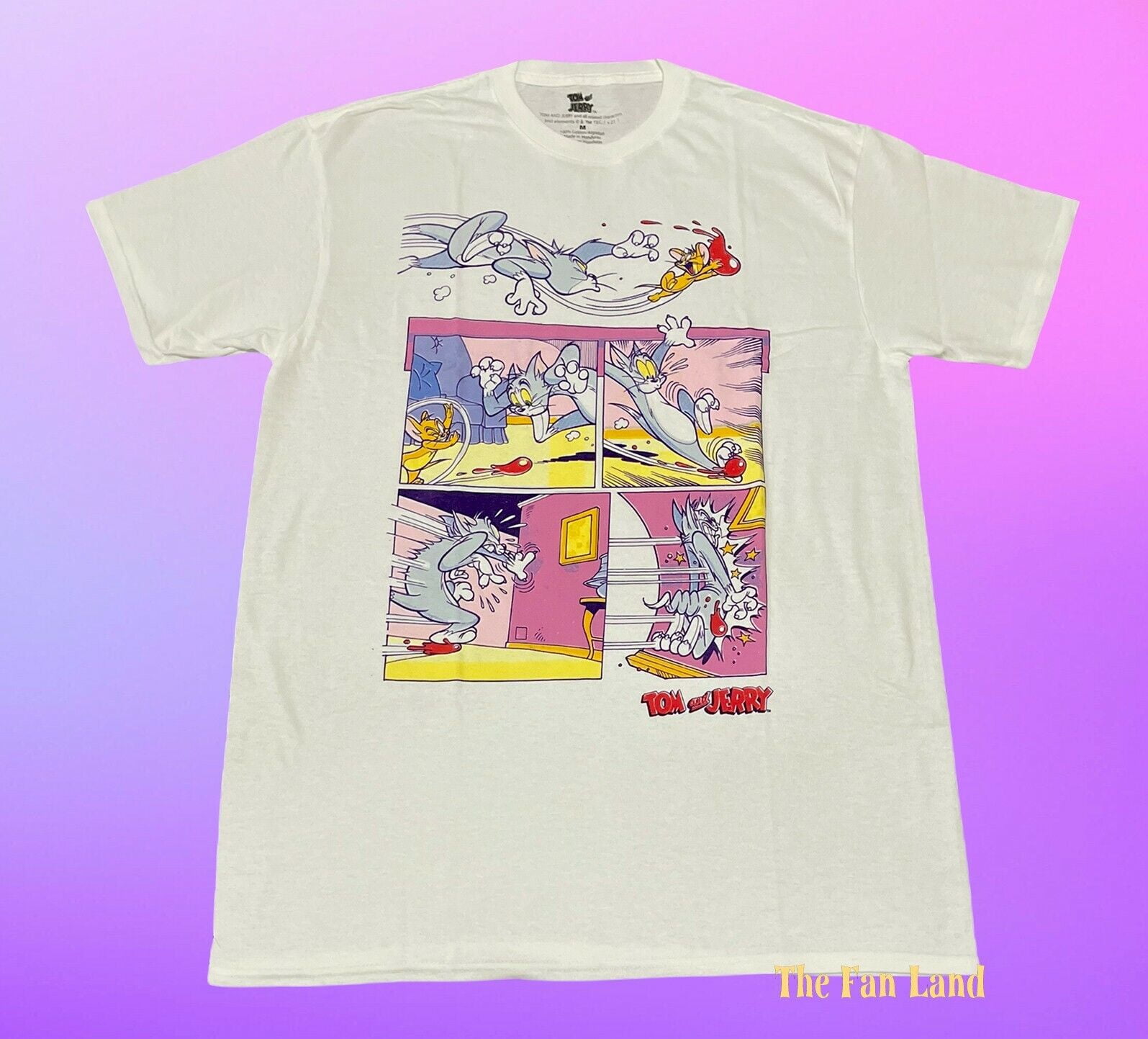 New Tom and Jerry Hanna Comic Barbera White Men's Vintage T-Shirt ...