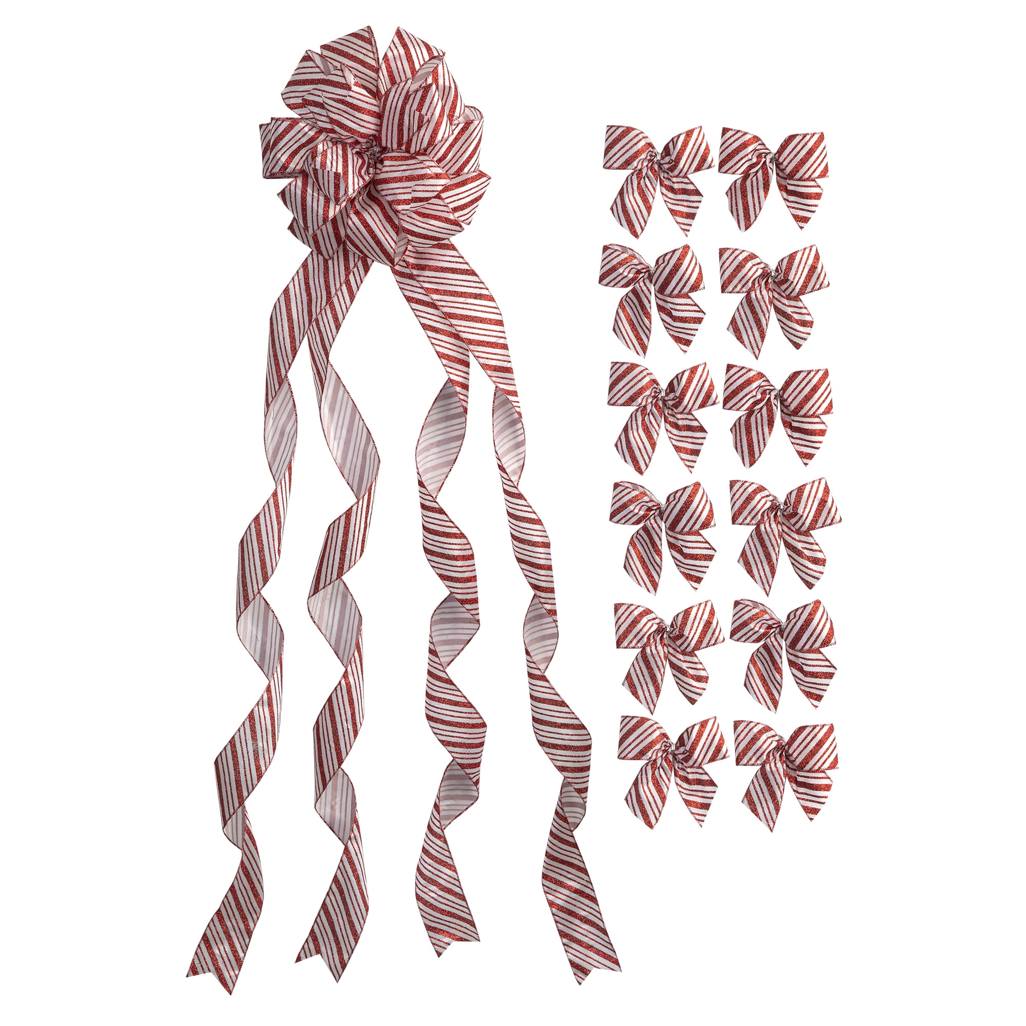 New Traditions Gran Brillo Candy Cane Stripe Christmas Tree Topper Bow ...