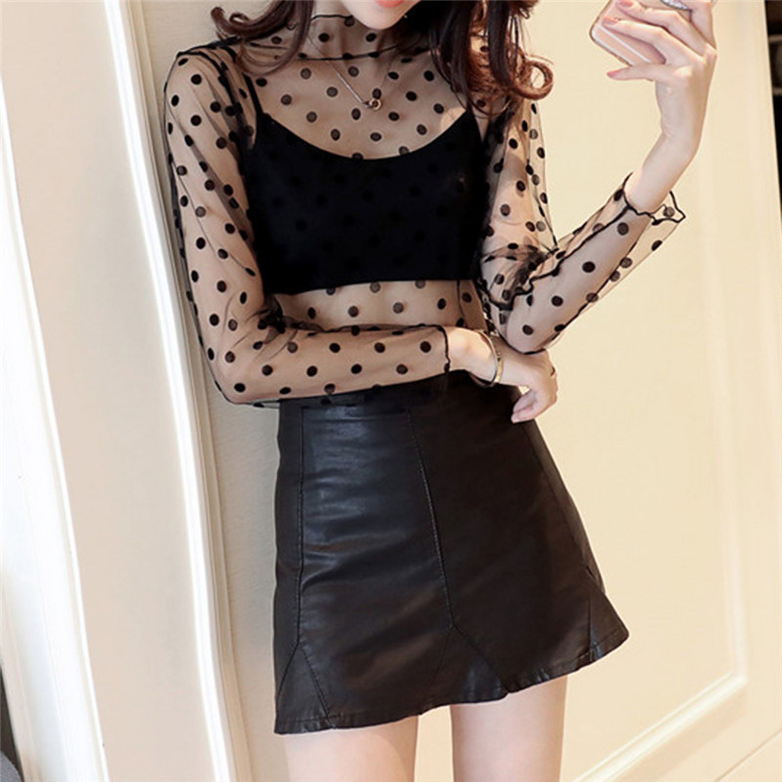 New Transparent See Through Shirt Women Sexy Harajuku Mesh Tops Net Undershirt Star Base Top ...