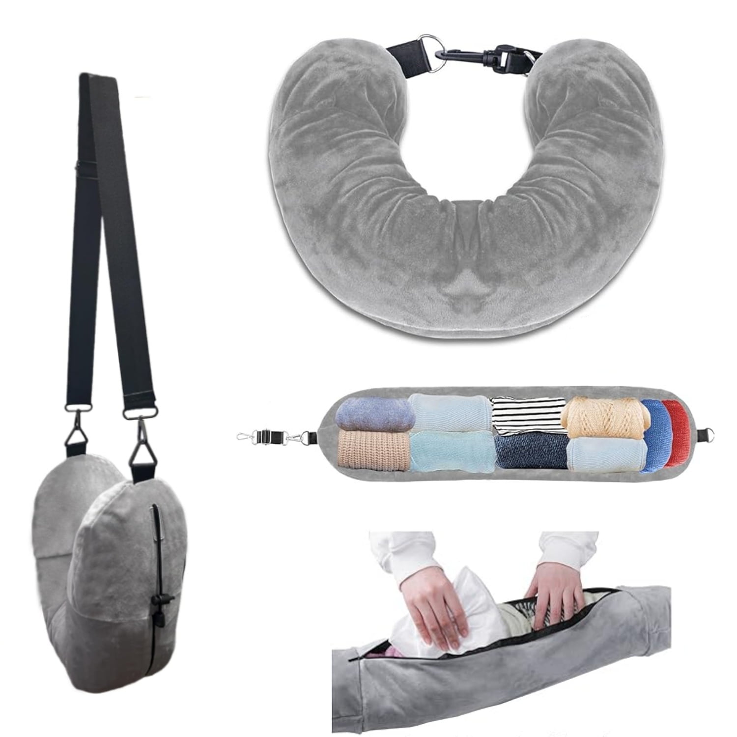 Travel Pillow Can Be Filled Clothes Luggage Pillowcase Plush ...