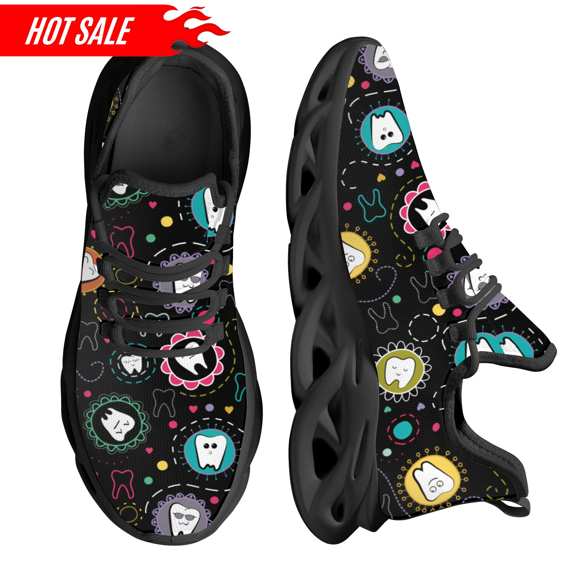 New Trend Women Flats Cartoon Dentist Tooth Pattern Casual Shoes ...