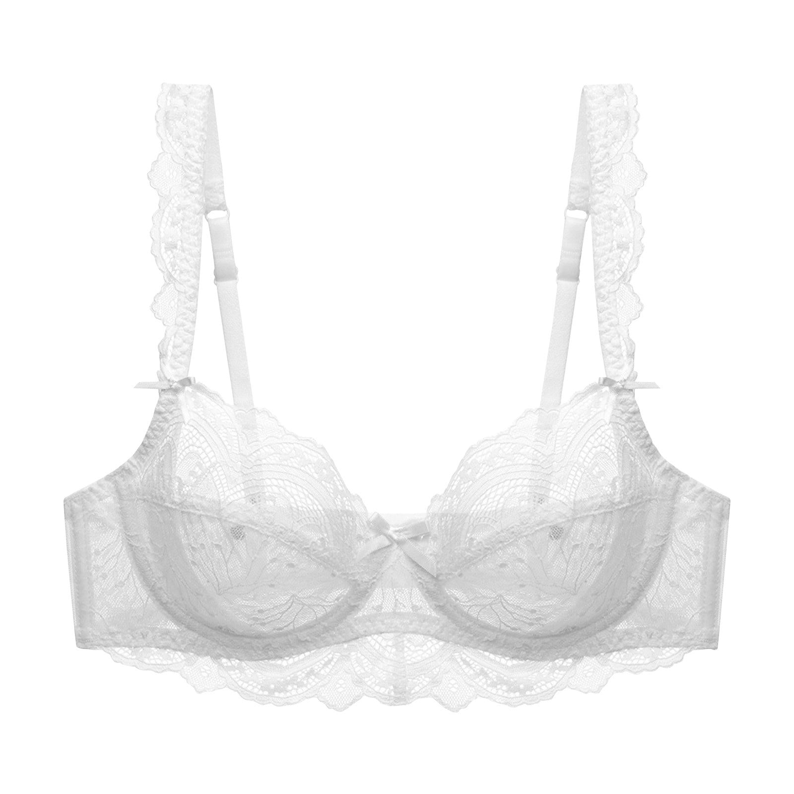 New & Trending, Plus Size Gathered Lace Bra, Transparent Thin Sponge ...