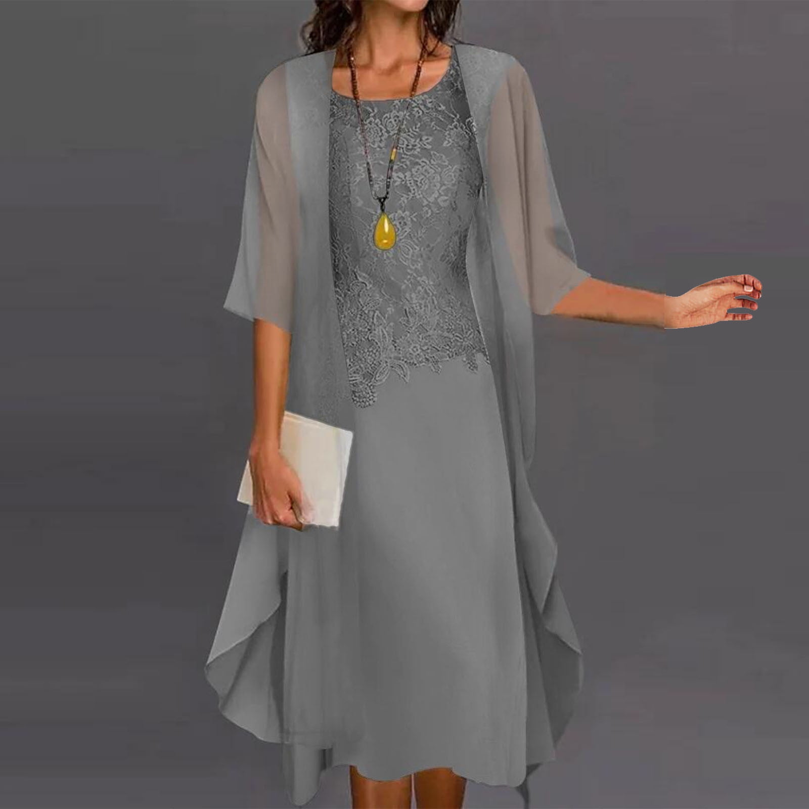 New & Trending, Women's Dress Set, Round Neck, Sleeveless, Chiffon ...