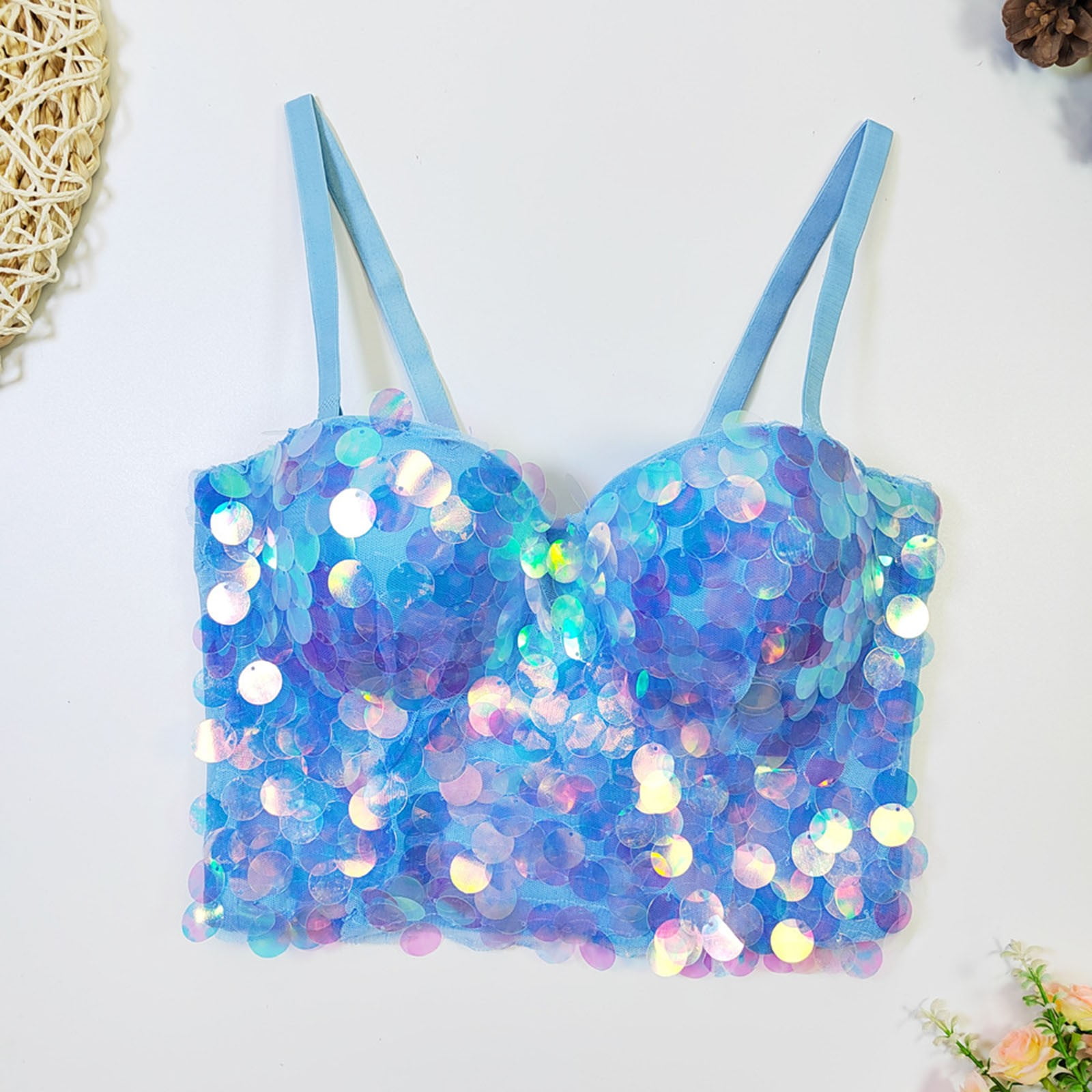 New & Trending, Women's Fashion Corset Bra, Fishbone Bralette, Sequin ...