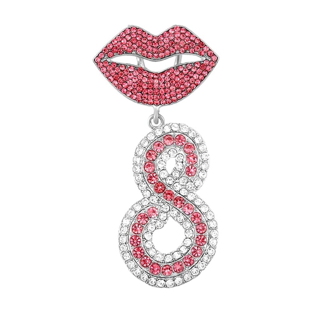 New Trendy Pink Cuban Chain Micro Rhinestone Paved Mouth Cursive Letter ...