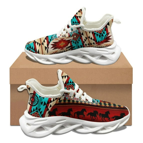 New Tribal Aztec Print Woman Autumn Winter Tennis Shoes Outdoor Work ...