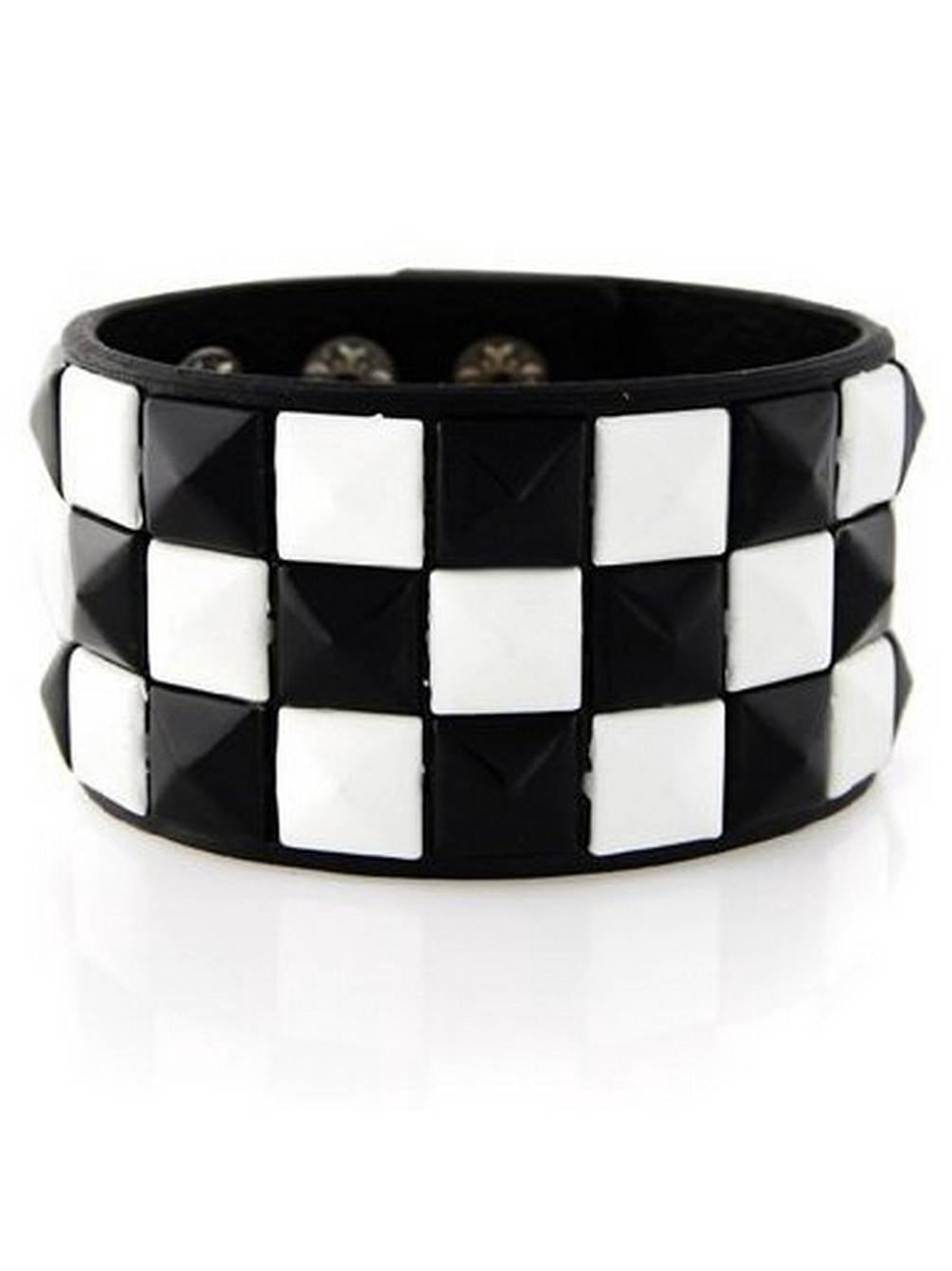 New Triple and Double Studded Punk Rock Wristband Bracelets White ...