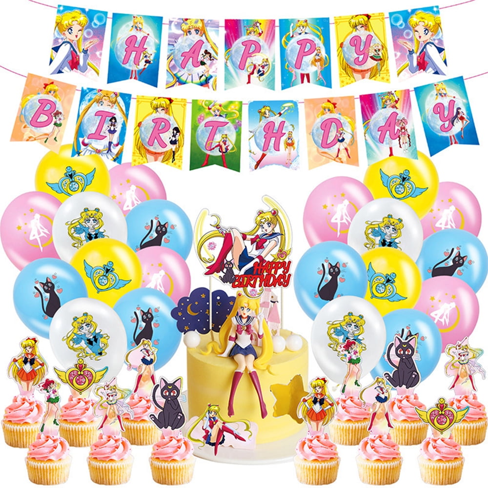 New Tsukino Usagi Theme Birthday Party Decorations Supplies Set, Sailor ...