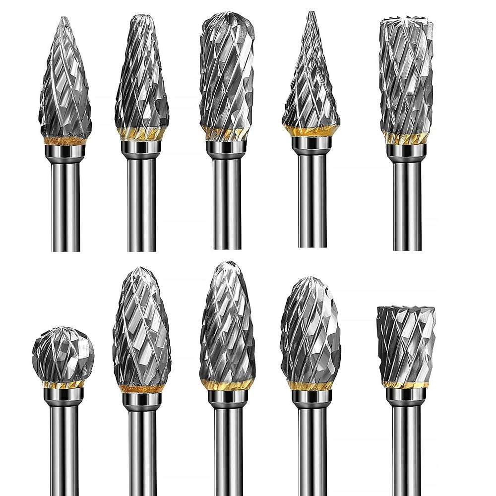 New Tungsten Carbide Rotary Burr Bit Set 1/8 Inch Cutting Carving Burrs ...