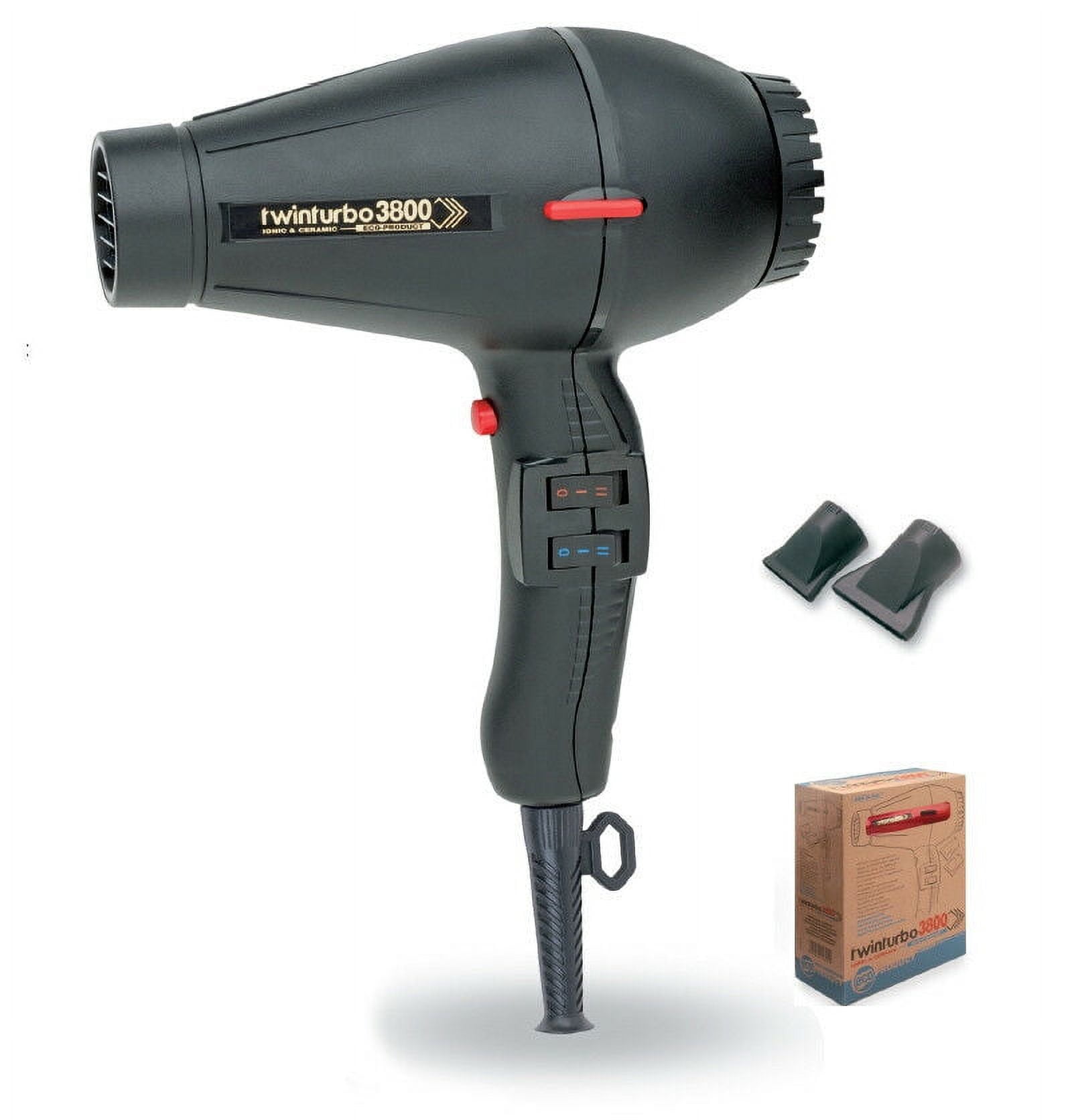 Turbo Power 330A Twin Turbo 3800 Ceramic Ionic Salon Black Hair Dryer ...