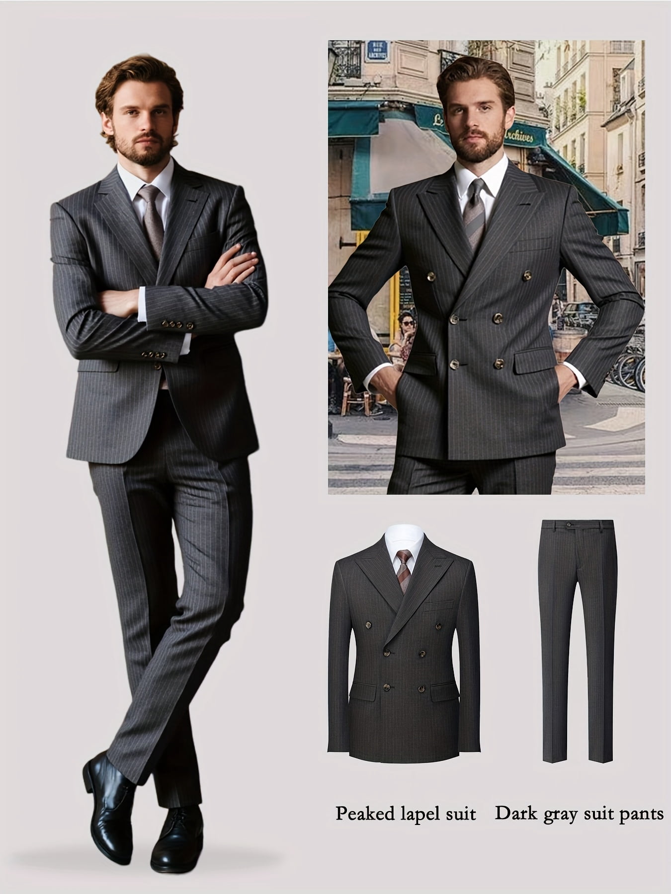 New Two-piece Men'S Suit: Suit Jacket+pants Set, Double Row Buttons ...