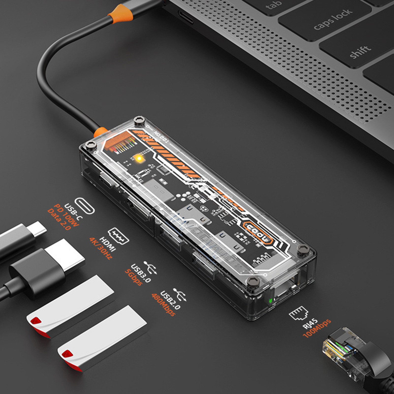 New Type C Hub Docking Station Multi-function Hub Support HDMI 4K30HZ ...