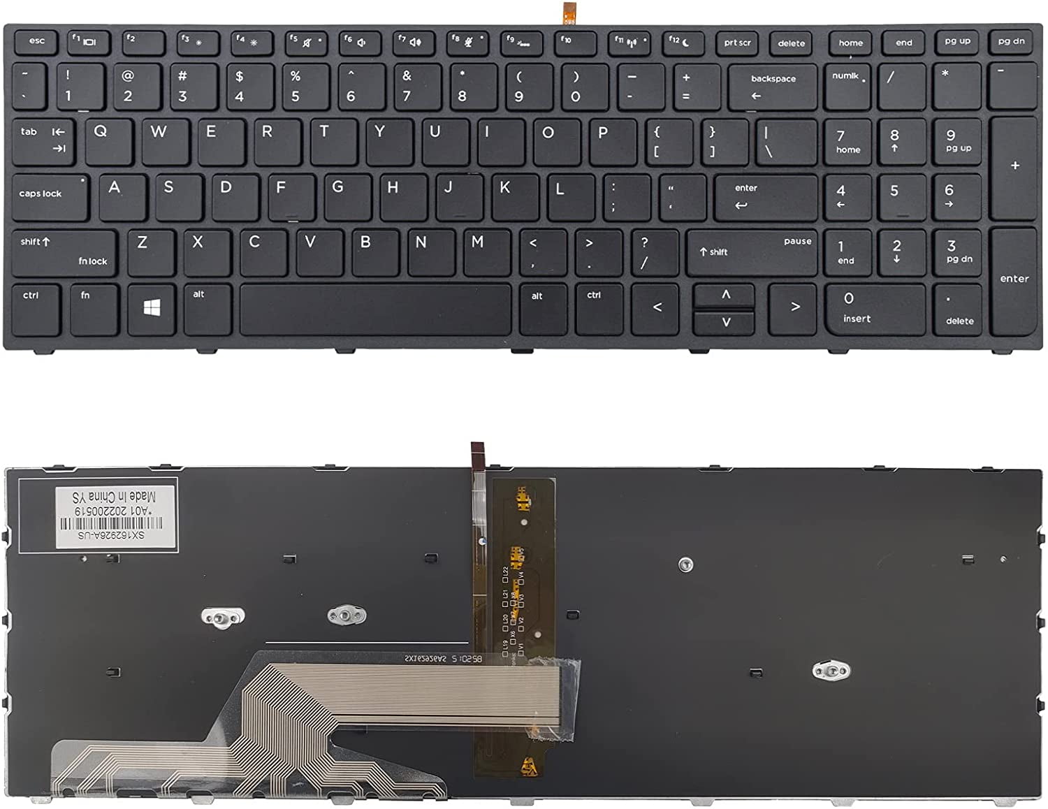 New US Black Backlit Keyboard Replacement for HP Probook 450 G4 455 G4 ...