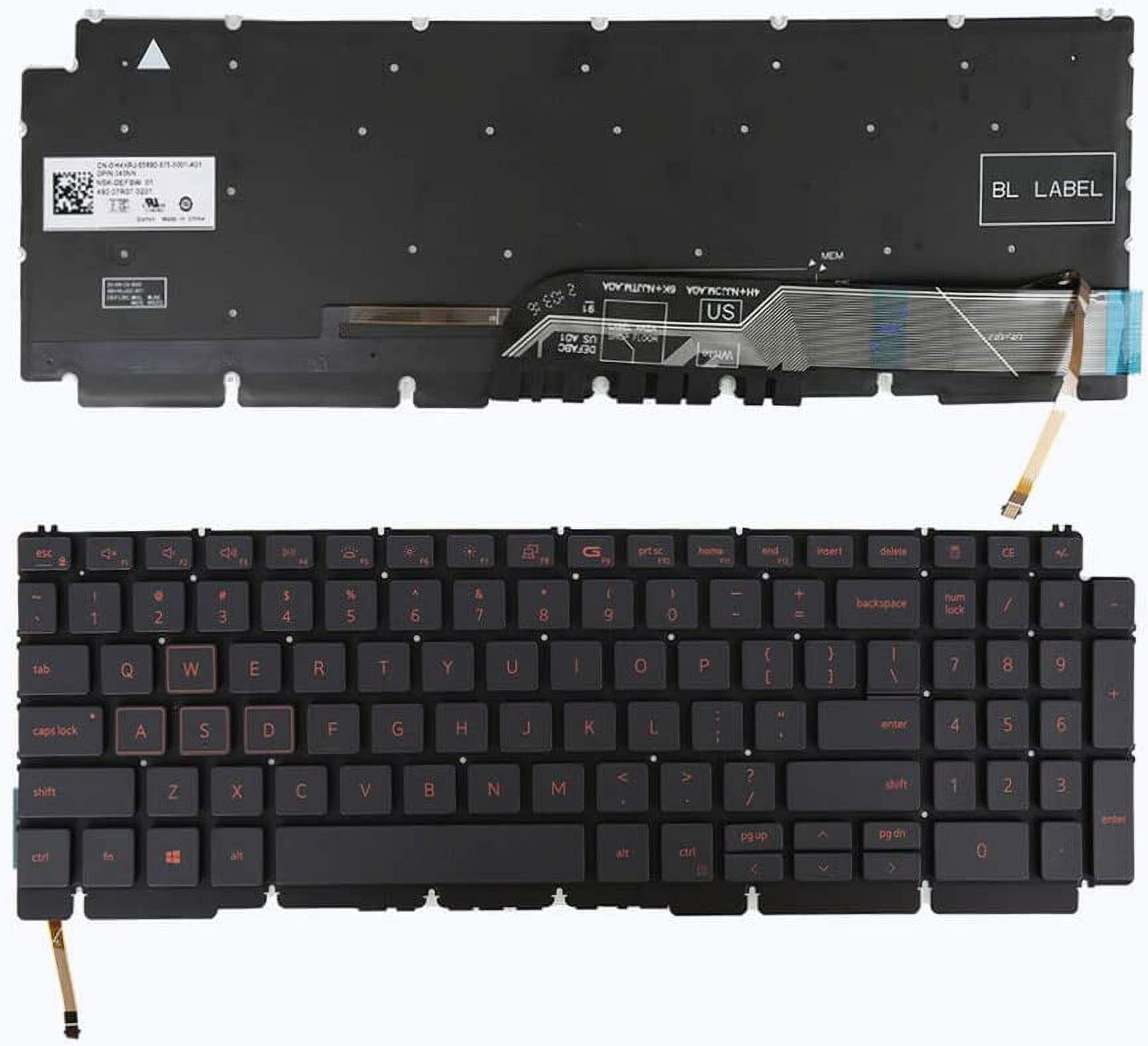 New US Red English Backlit Laptop Keyboard (Without palmrest) for Dell ...