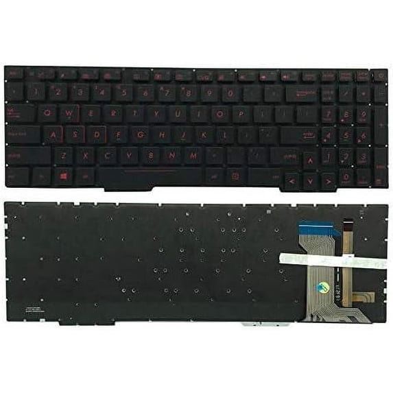 New US Red Words English Backlit Laptop Keyboard (Without palmrest) for ...