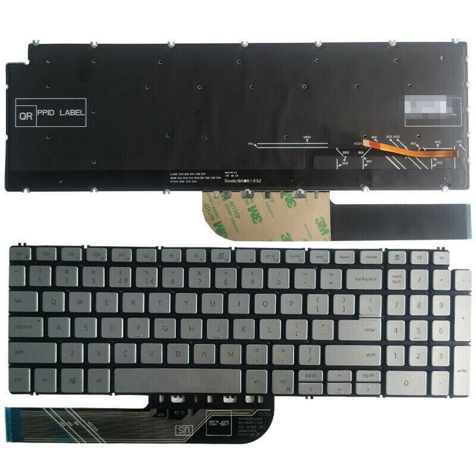 New US Silver English Backlit Laptop Keyboard (Without palmrest) for ...