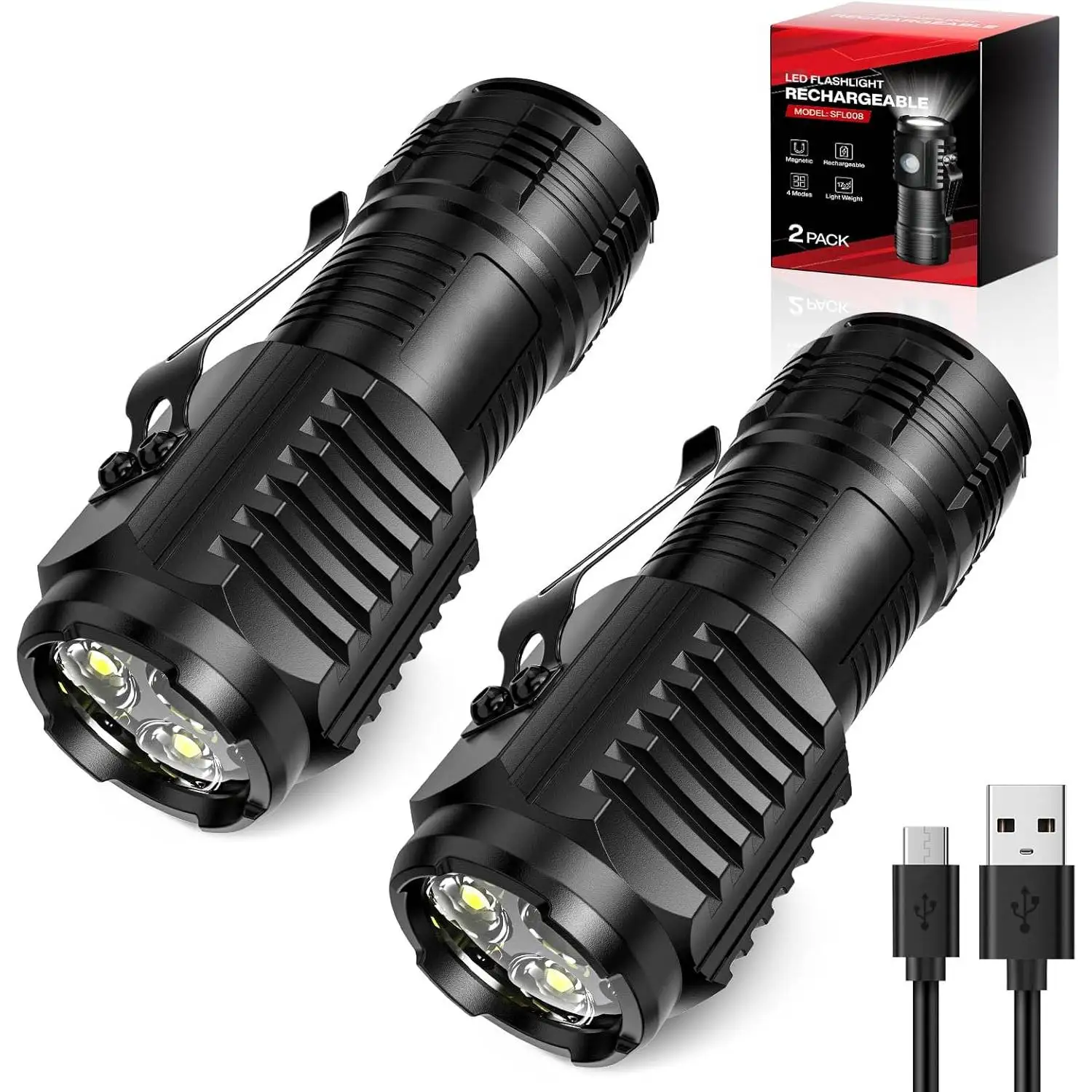New Ultra Powerful Flashlight 3 Core LED Mini Tactical Flashlight USB ...