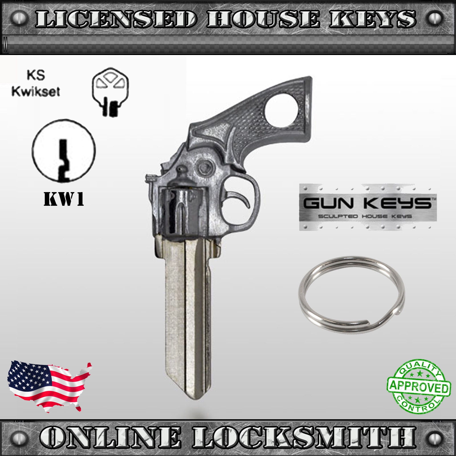 New Uncut 3D Gun Revolver Cowboy Key - Blank Kwikset Keyway Made in USA ...