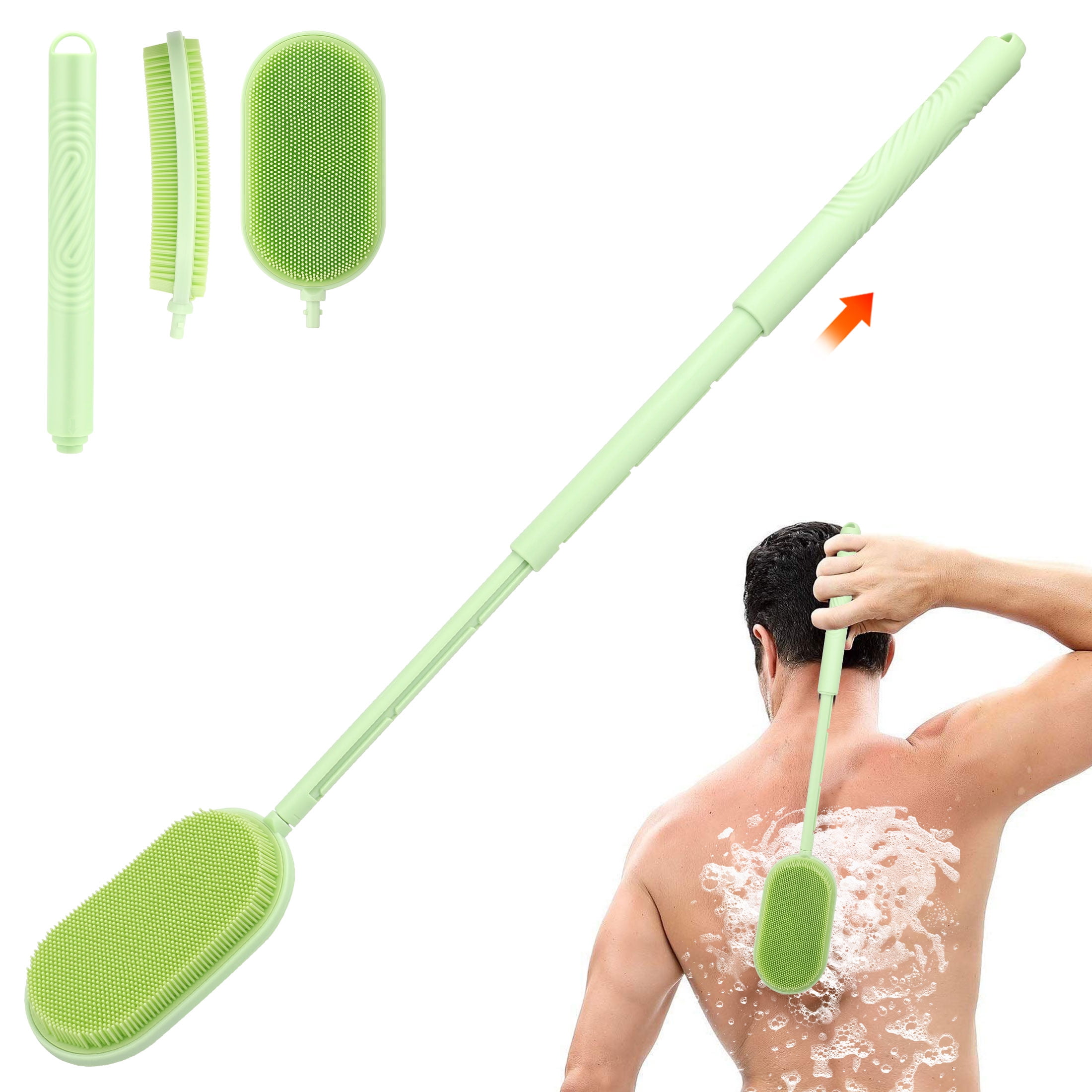 New Upgrade Back Scrubber for Shower, 27.6'' Long Handle Shower Brush ...