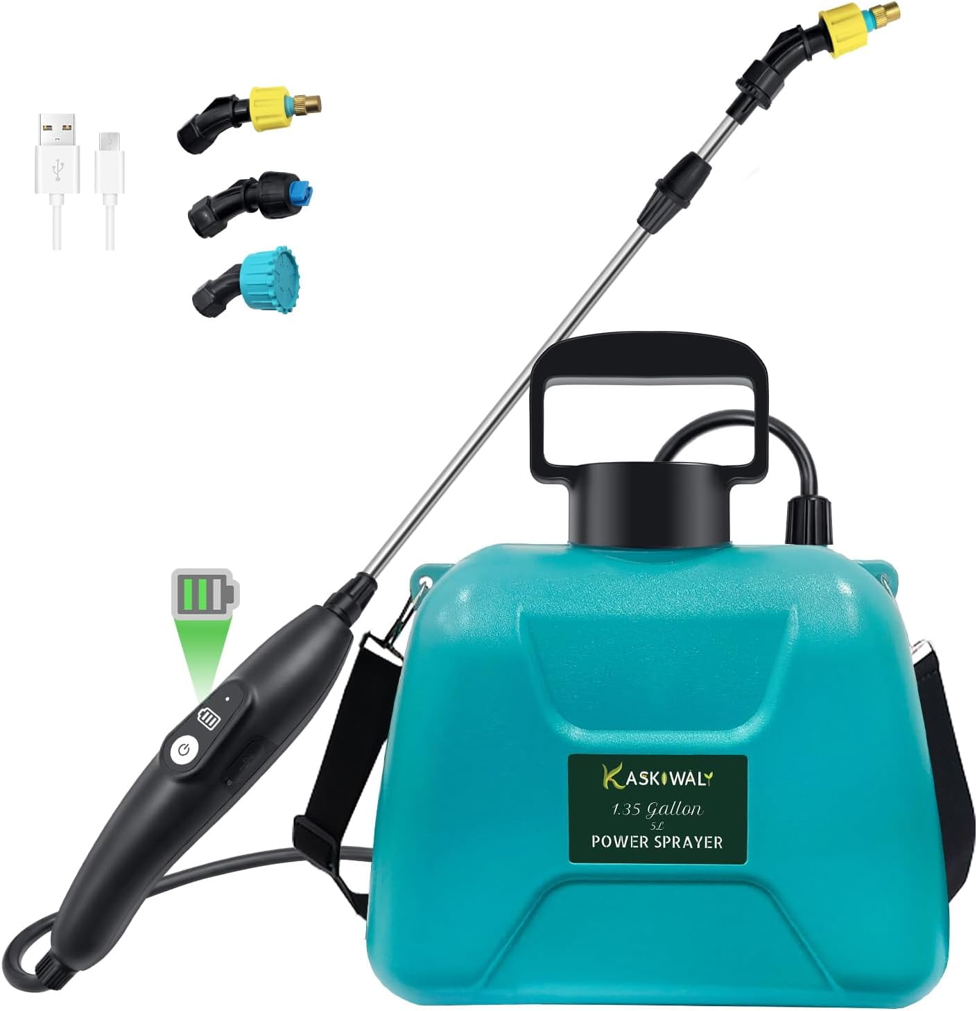 New Upgrade Battery Powered Garden Sprayer with 3 Mist Nozzles,1.35 Gal ...