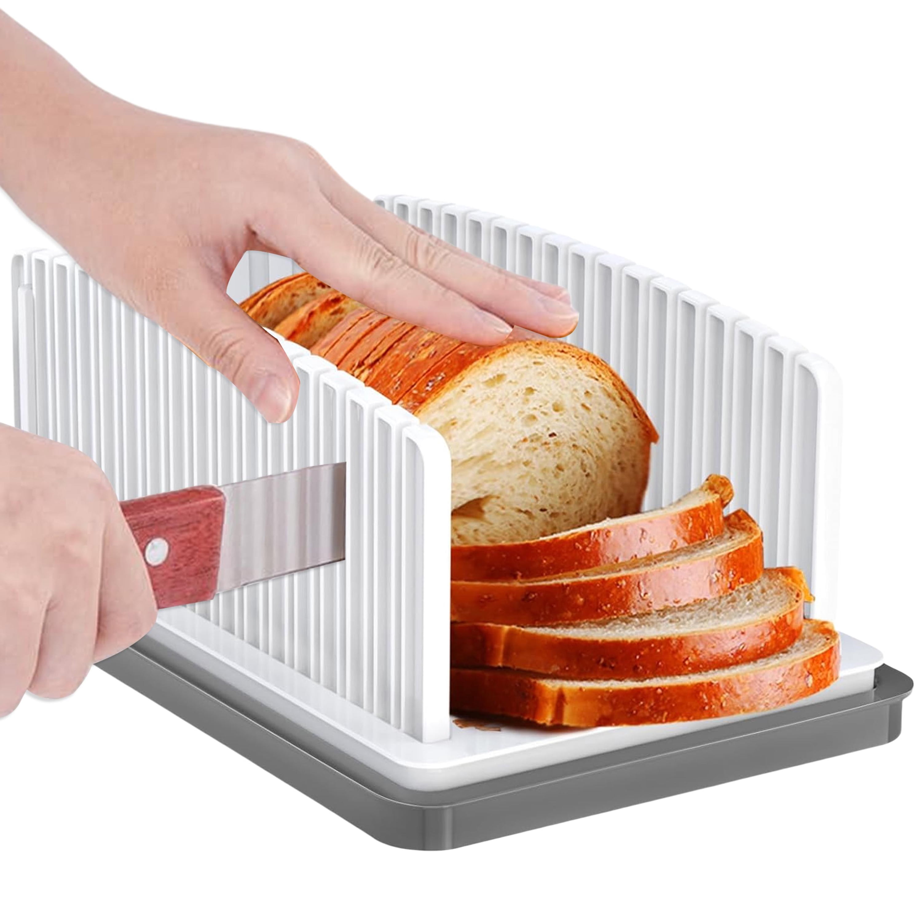 Bambüsi Adjustable With Crumb Tray - Bamboo Bread Cutter For Perfect ...