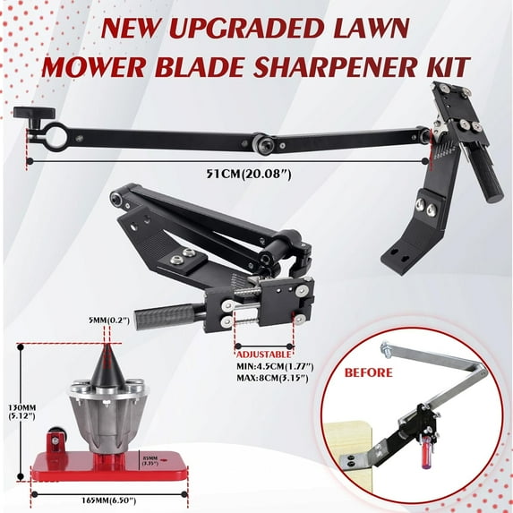 New Upgrade Large Size Lawn Mower Blade Sharpener & Balancer, 15 ° -45 ...