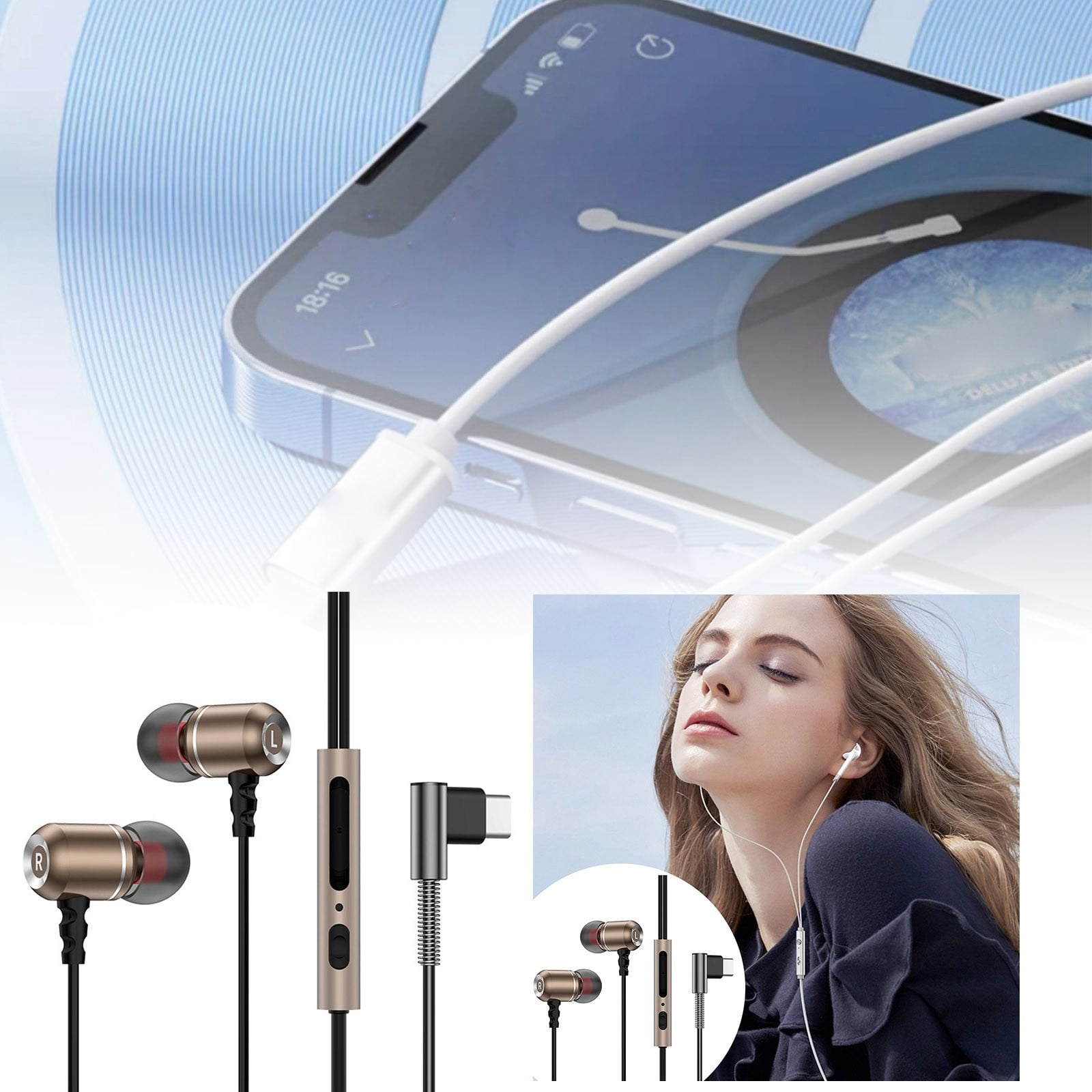 New Upgrade Type C Digital Audio Decoding Earphones With In Line ...