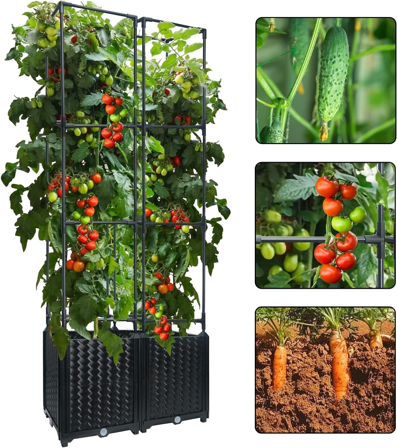 New Upgraded Large Raised Garden Bed Planter Boxes with Trellis, 65 ...