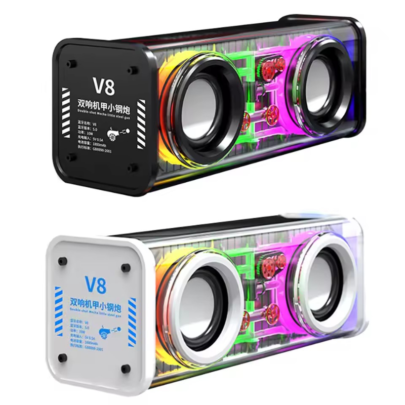 New V8 Transparent Bluetooth Speakers RGB Light Wireless Outdoor Sports Bluetooth - Walmart.com
