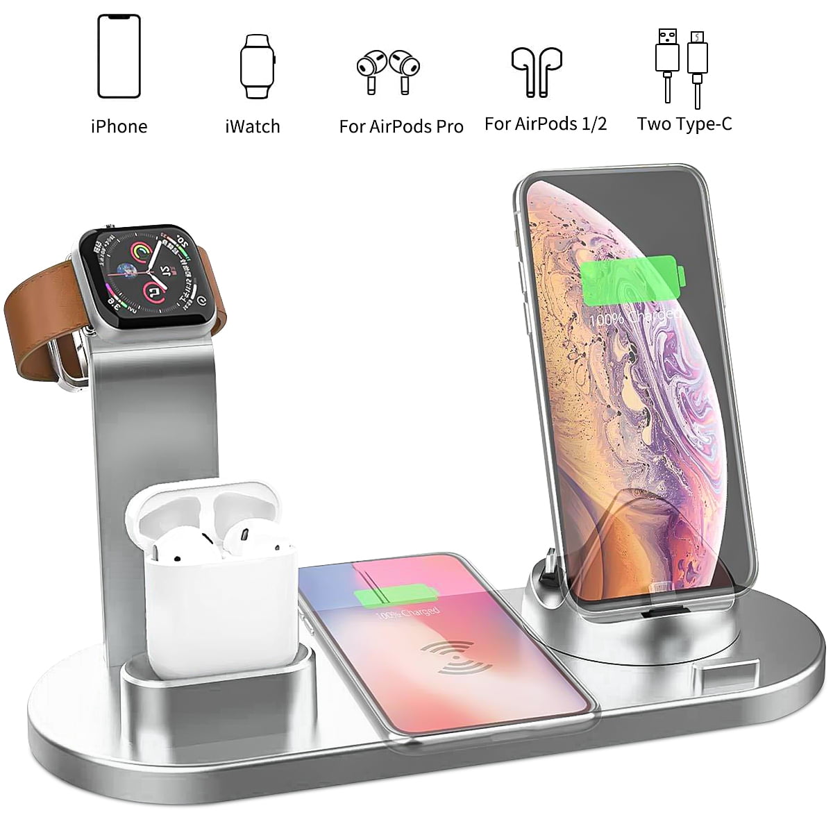 Universal 4 in 1 Fast Wireless Charging Stand for iPhone, Android ...