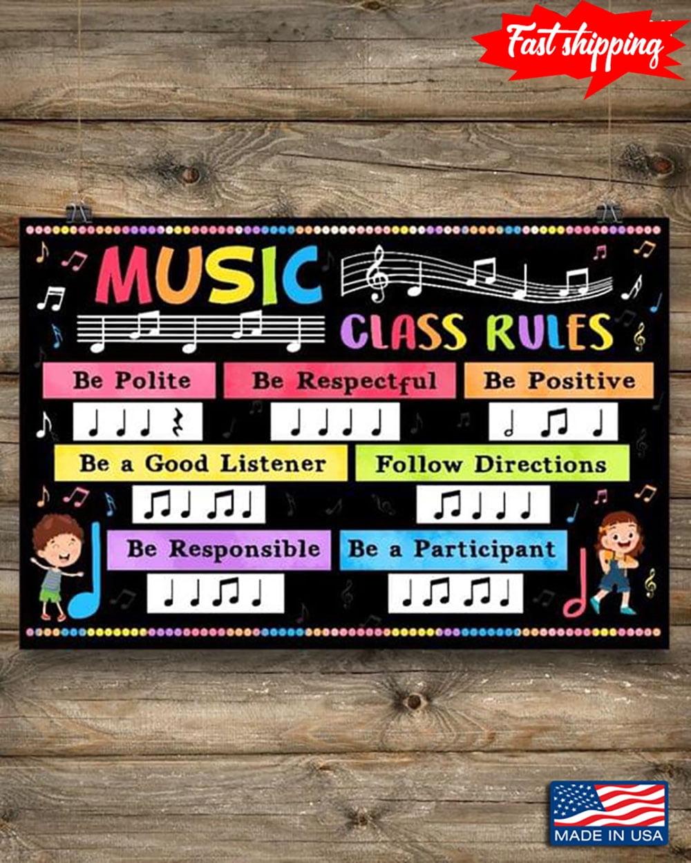 New Version Music Class Rules Be Polite Be Respectful Be Positive Be A ...