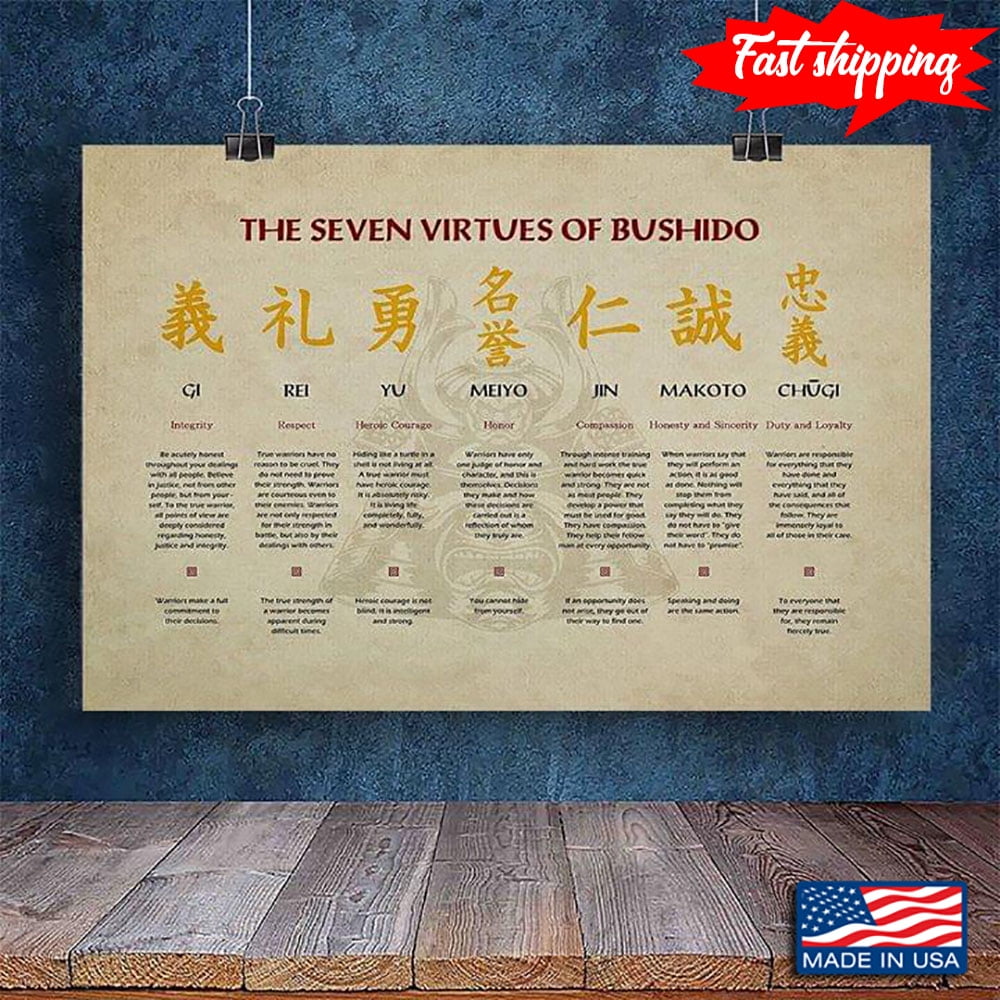 New Version The Seven Virtues Of Bushido 16 x 24 Inch Poster - Walmart.com