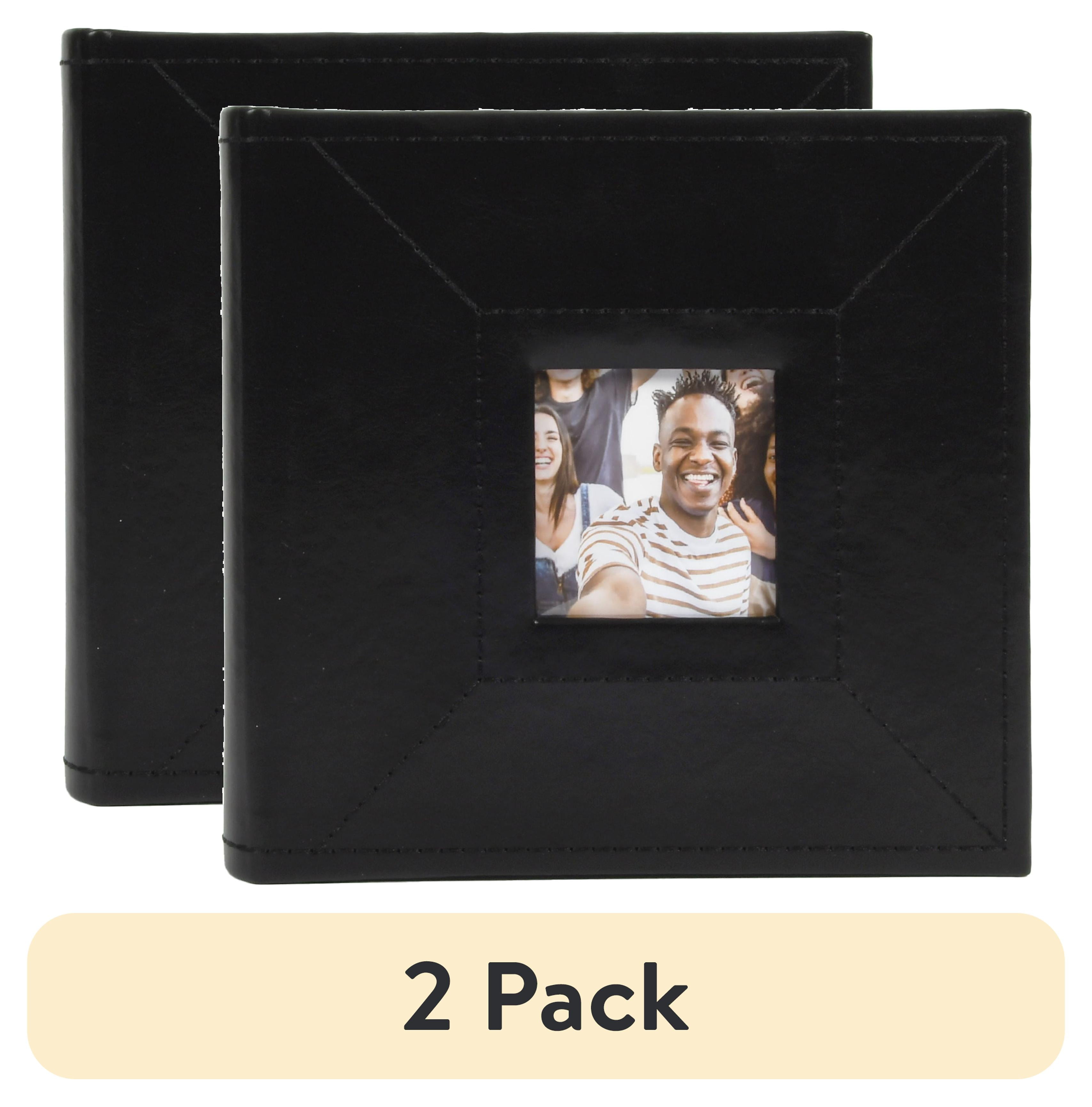 (2 pack) New View Gifts Black Faux Leather Photo Album with Front Cover ...