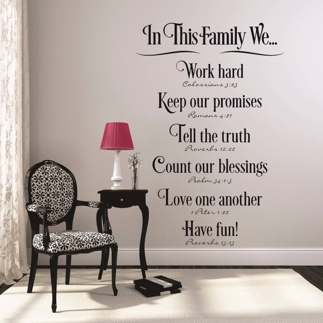 New Wall Ideas In This Family We... Work Hard Keep Our Promises Tell ...
