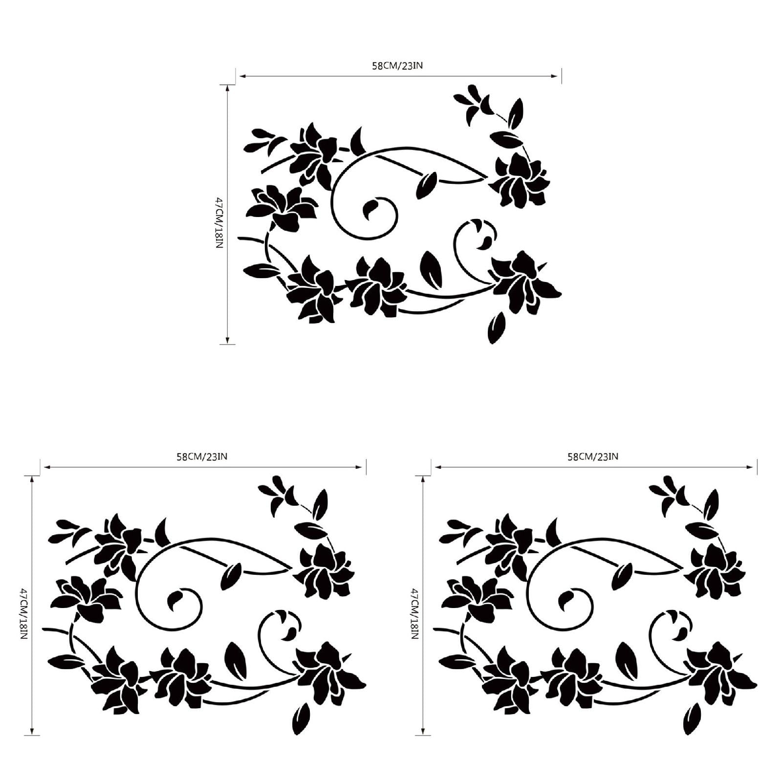 New Wall Sticker Flower Vine Decals Black Mural Removable Art Home ...