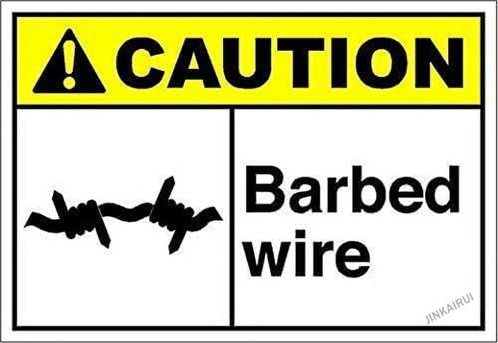 New Warning Plaque Wall Decor Barbed Wire 4 Caution Plaque Metal Tin ...