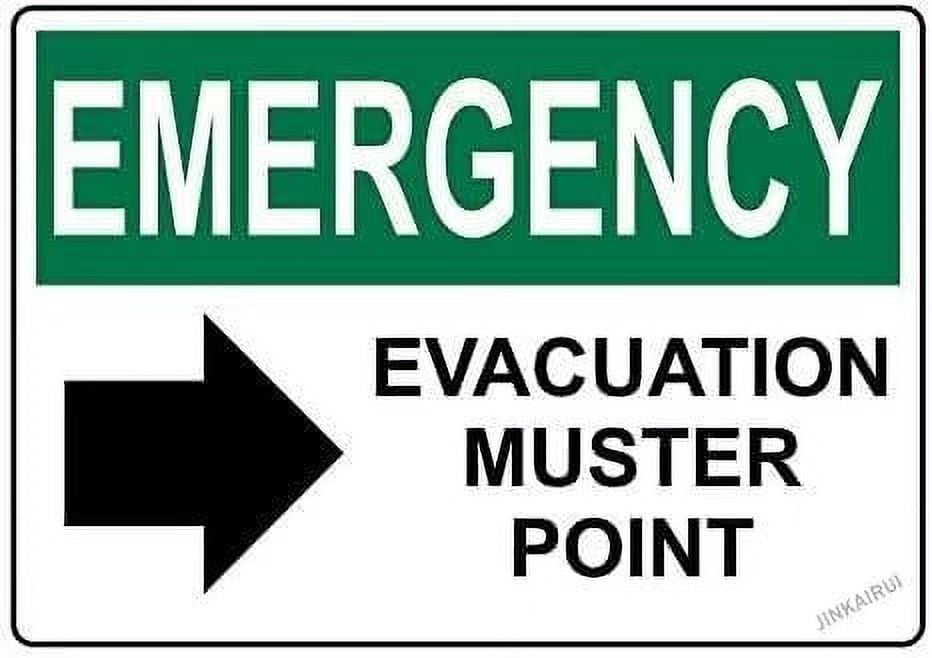 New Warning Plaque Wall Decor Emergency Evacuation Muster Point [ Right ...