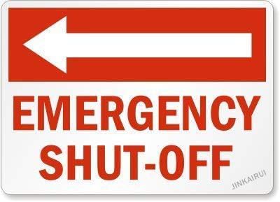 New Warning Plaque Wall Decor Emergency Shut-Off (Arrow Left) Metal Tin ...