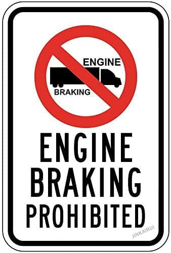 New Warning Plaque Wall Decor Engine Braking Prohibited Warning Caution ...