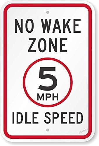 New Warning Plaque Wall Decor No Wake Zone - 5 MPH, Idle Speed Metal ...