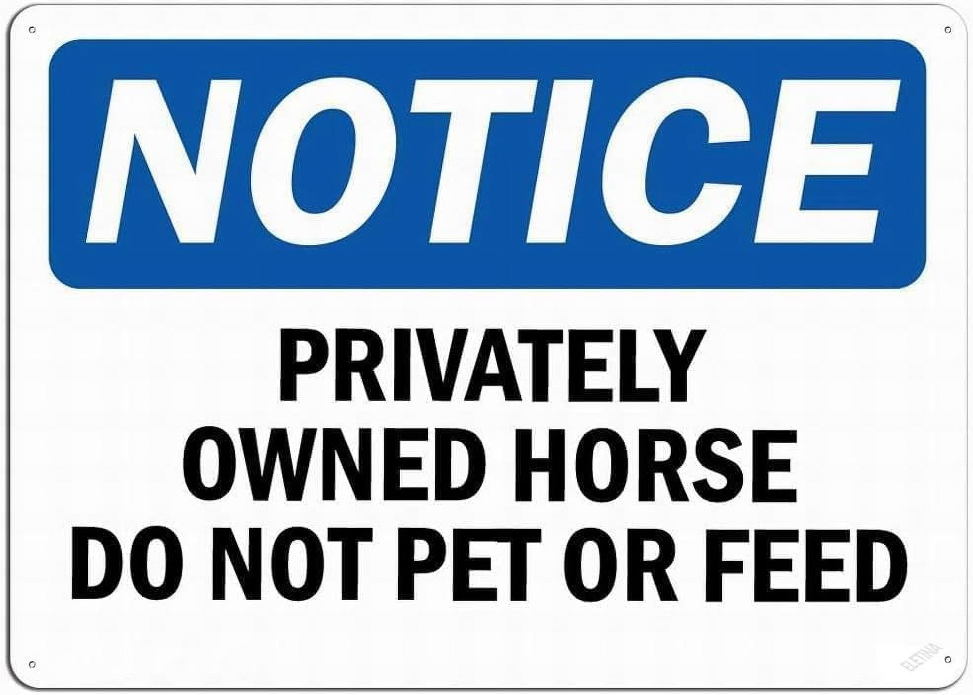 New Warning Plaque Wall Decor Notice Sign - Privately Owned Horse Do ...