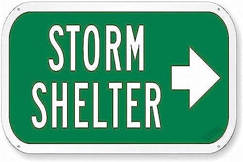 New Warning Plaque Wall Decor Storm Shelter Sign with Right Arrow Tin ...